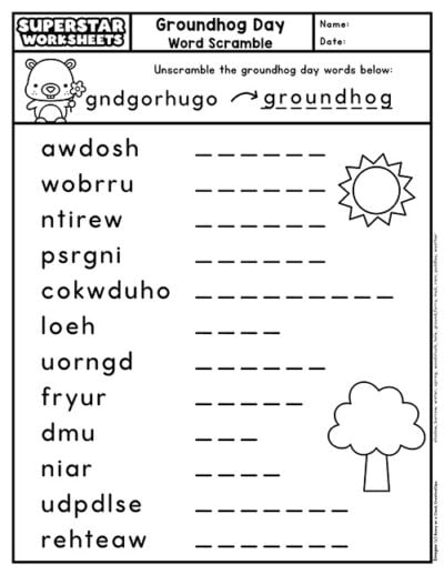 Groundhog Day Worksheets - Superstar Worksheets