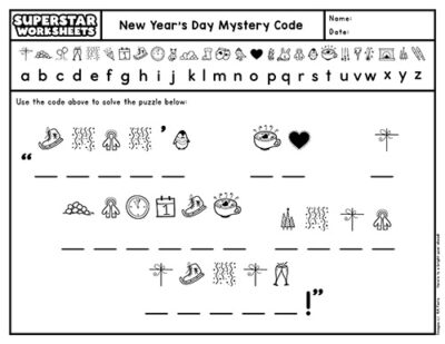 New Year's Day Worksheets (Free Printables) - Superstar Worksheets