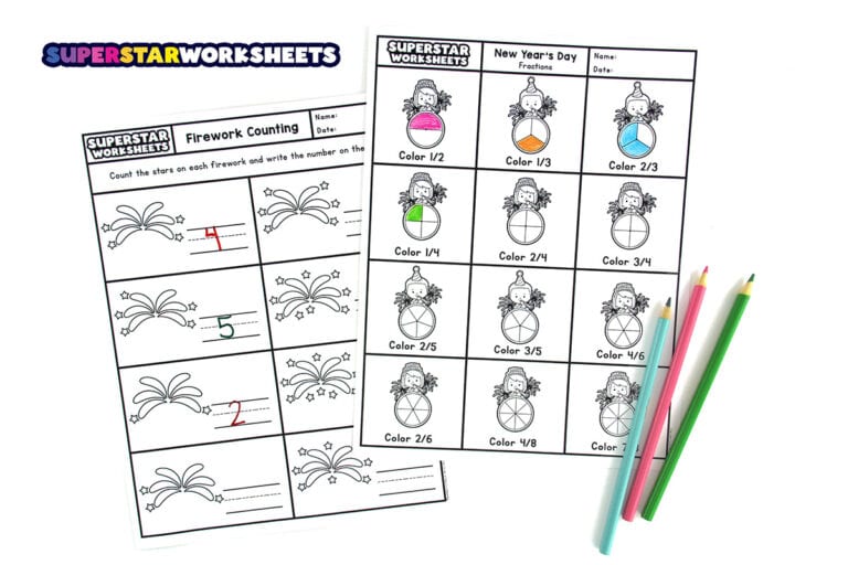 New Year's Day Worksheets (Free Printables) - Superstar Worksheets