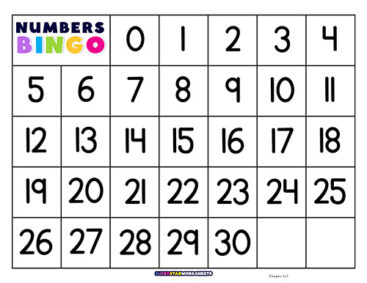 Number BINGO - Superstar Worksheets