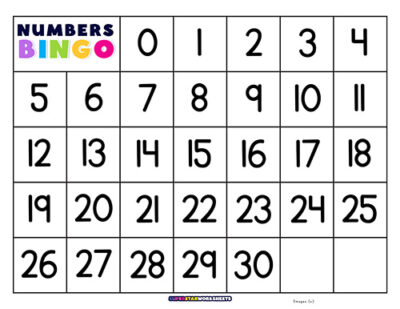 Number BINGO - Superstar Worksheets