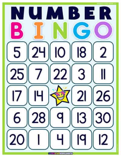 Number BINGO - Superstar Worksheets