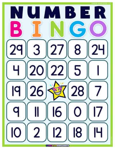 Number BINGO - Superstar Worksheets