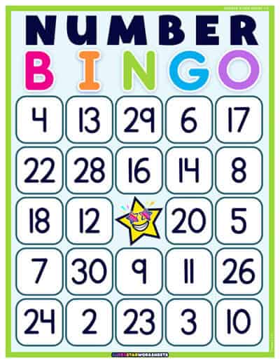 Number BINGO - Superstar Worksheets