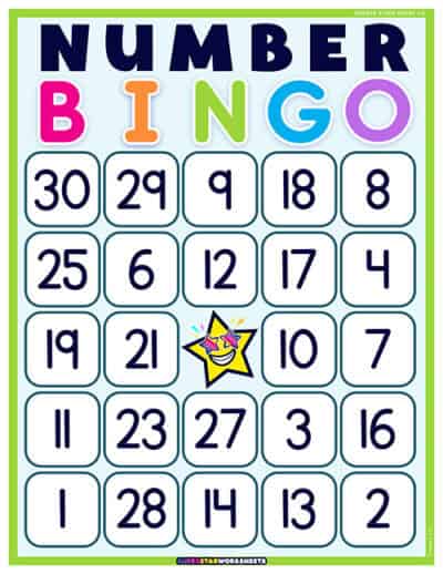 Number BINGO - Superstar Worksheets