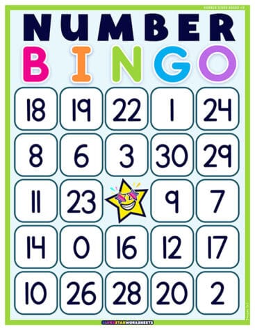 Number BINGO - Superstar Worksheets
