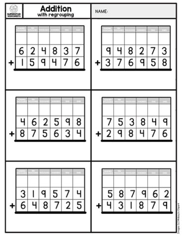 Addition with Regrouping Worksheets - Superstar Worksheets