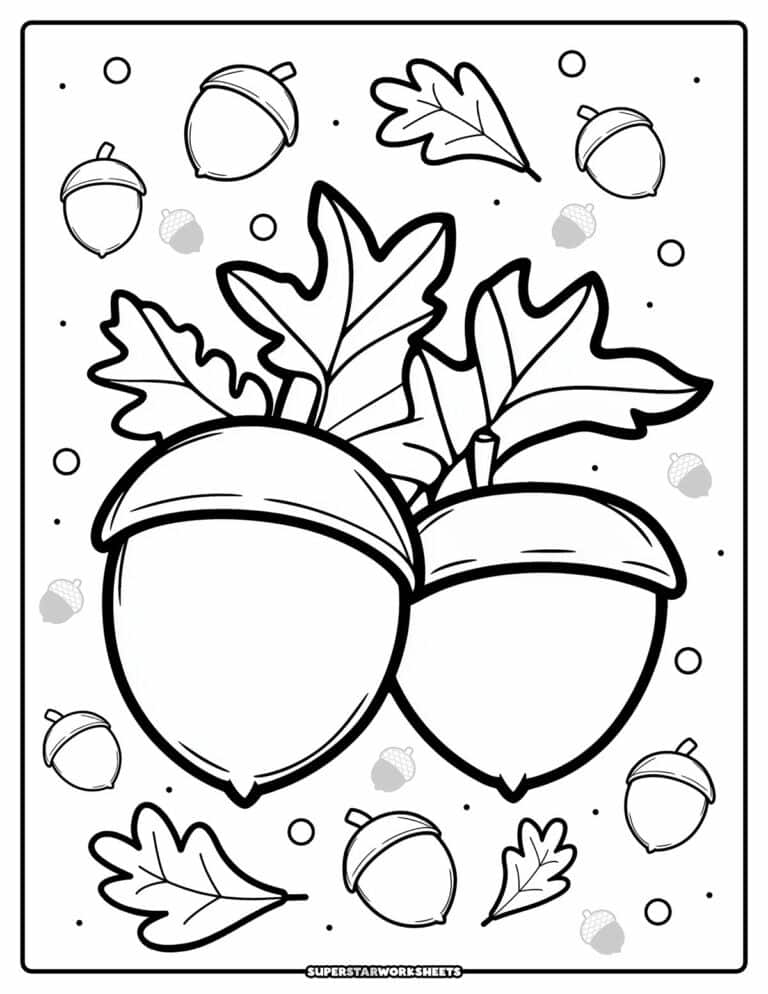 Acorn Coloring Pages (Free Printables) - Superstar Worksheets