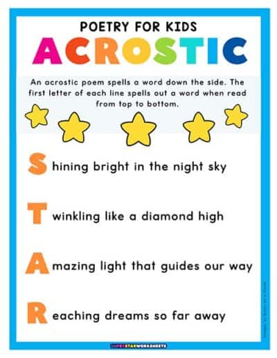 Poetry for Kids - Superstar Worksheets