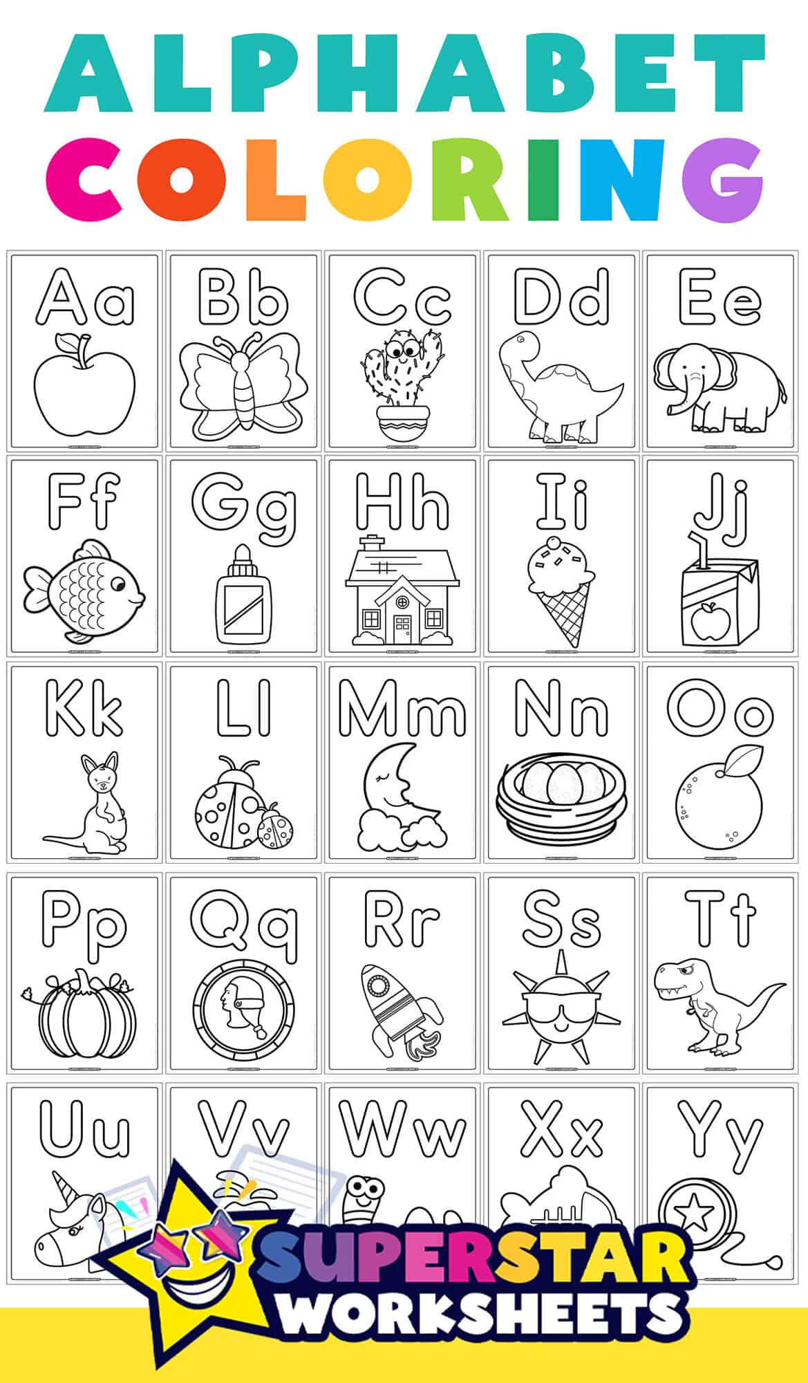 Alphabet Coloring Pages - Superstar Worksheets