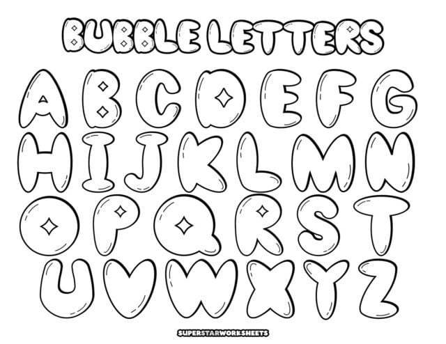 Bubble Letters - Superstar Worksheets