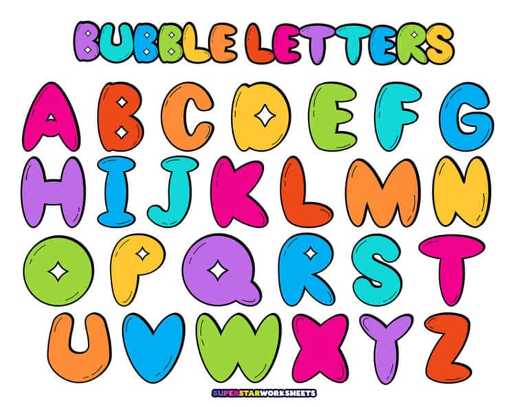 Bubble Letters - Superstar Worksheets