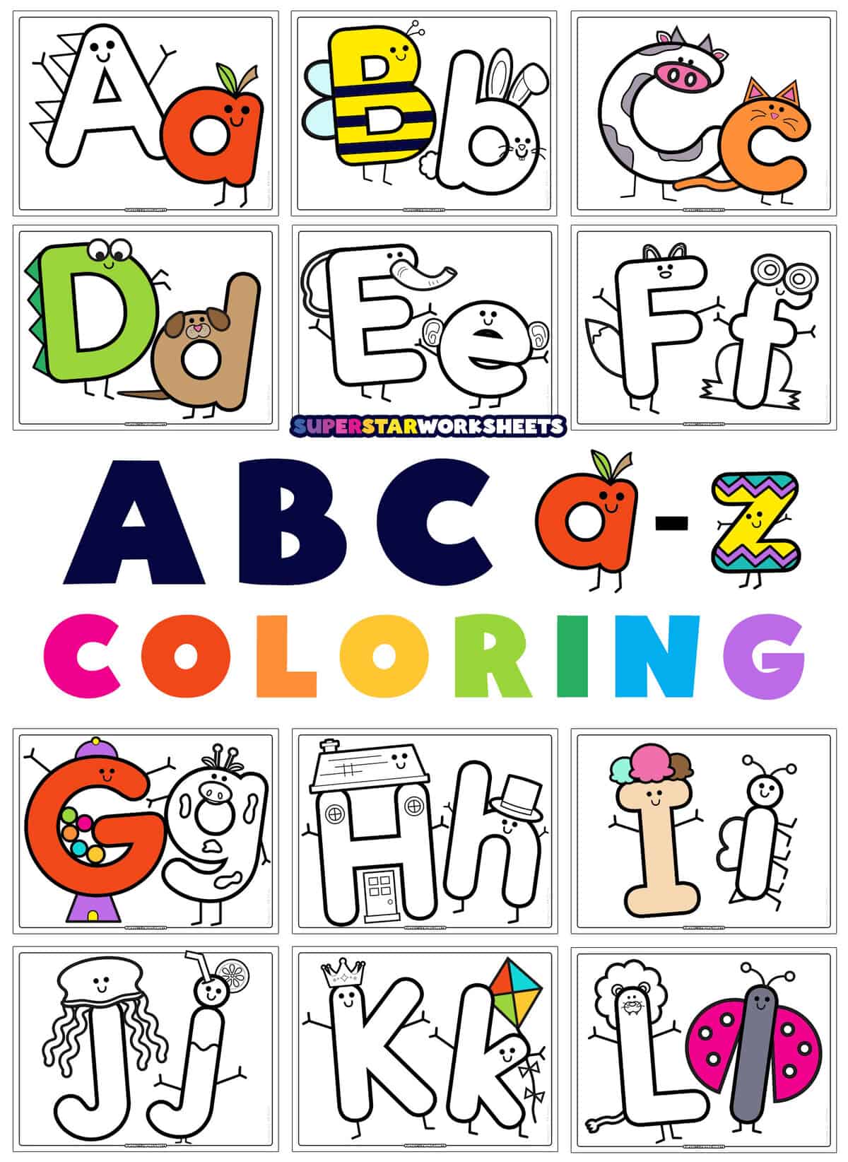 Alphabet Coloring Pages - Superstar Worksheets