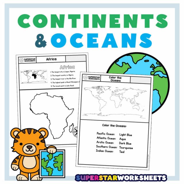 Seven Continents & Oceans Worksheets - Superstar Worksheets