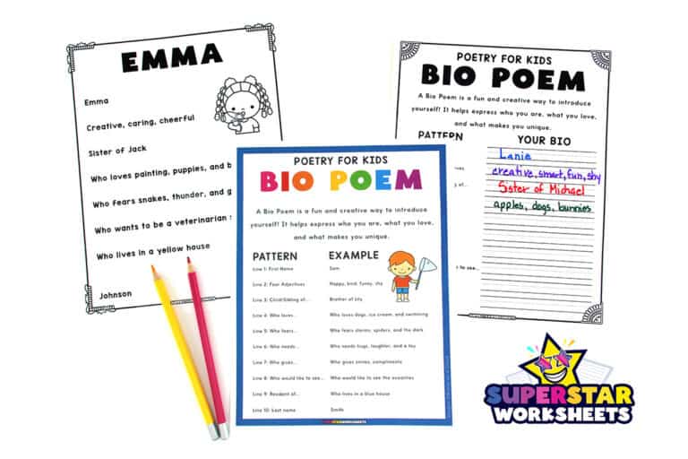 Poetry for Kids - Superstar Worksheets