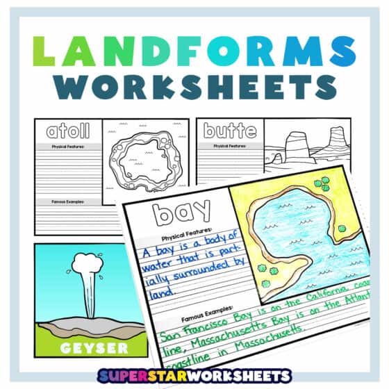 Landform Worksheets (Free Printables) - Superstar Worksheets