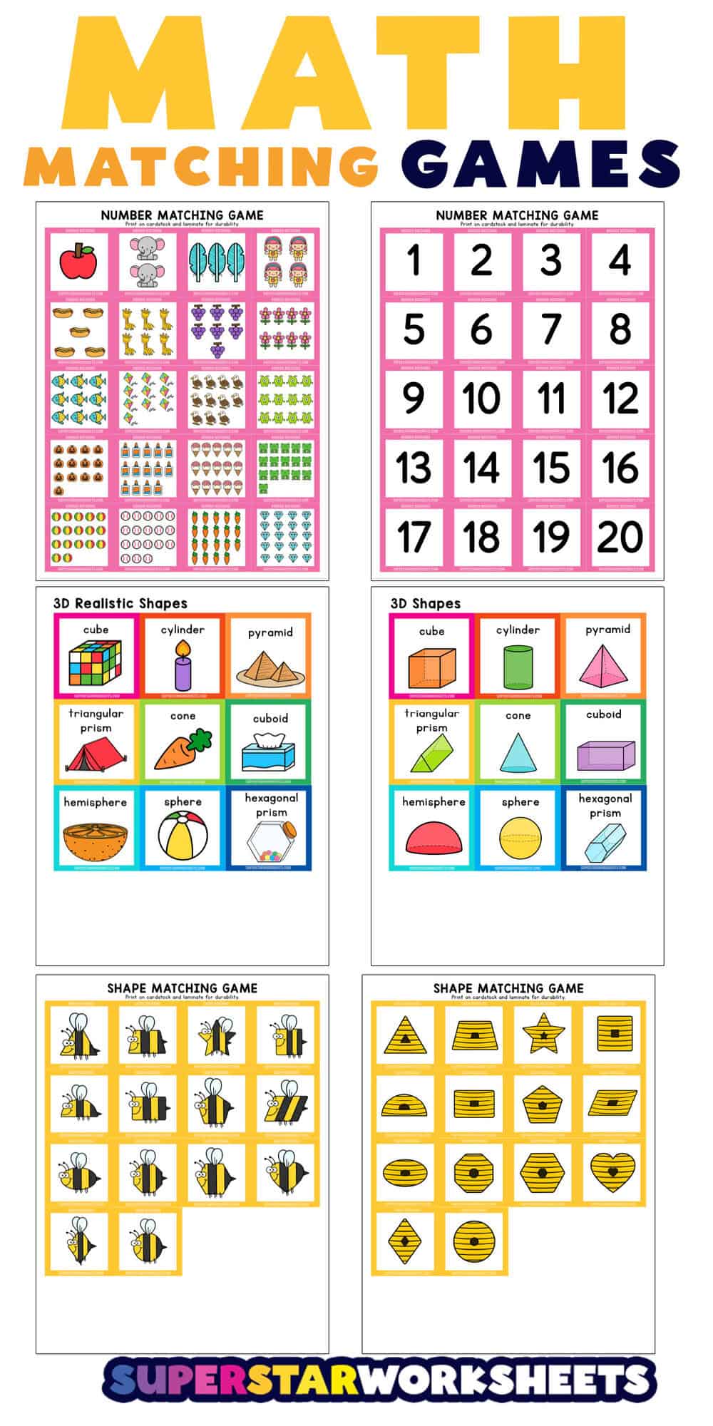 Matching Game Printables - Superstar Worksheets