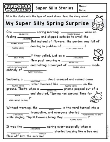 Ad Libs Worksheets - Superstar Worksheets