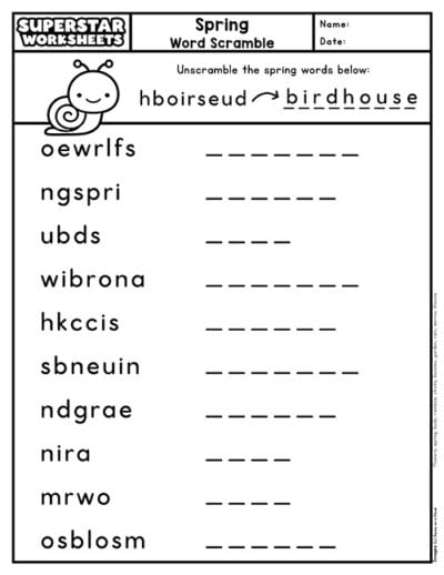 Spring Worksheets (Free Printables) - Superstar Worksheets