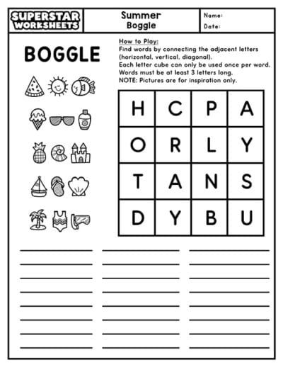 Summer Worksheets (Free Printables) - Superstar Worksheets