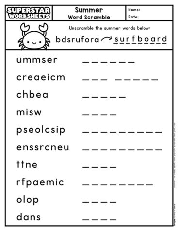Summer Worksheets (Free Printables) - Superstar Worksheets