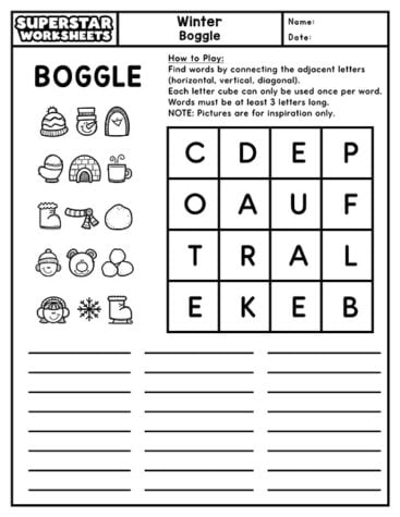 Winter Worksheets - Superstar Worksheets