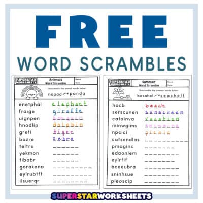 Word Scrambles - Superstar Worksheets