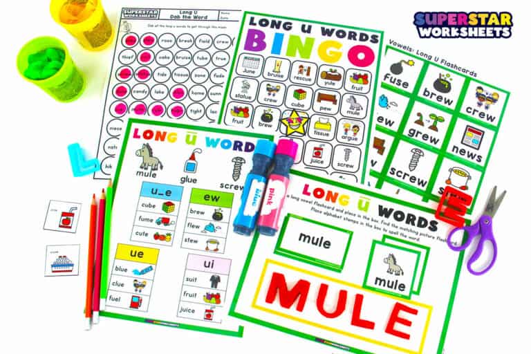 Long U Words - Superstar Worksheets