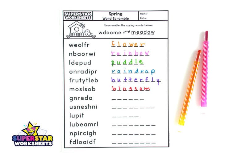 Word Scrambles - Superstar Worksheets