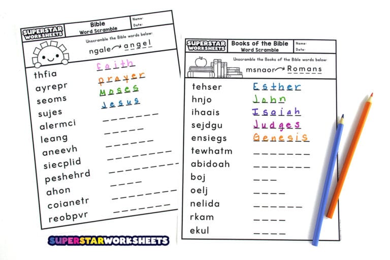 Word Scrambles - Superstar Worksheets