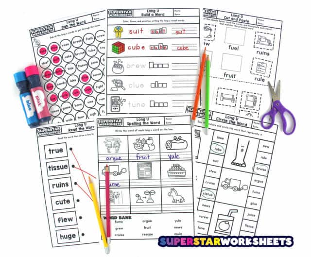 Long U Words - Superstar Worksheets