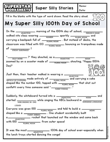 Ad Libs Worksheets - Superstar Worksheets