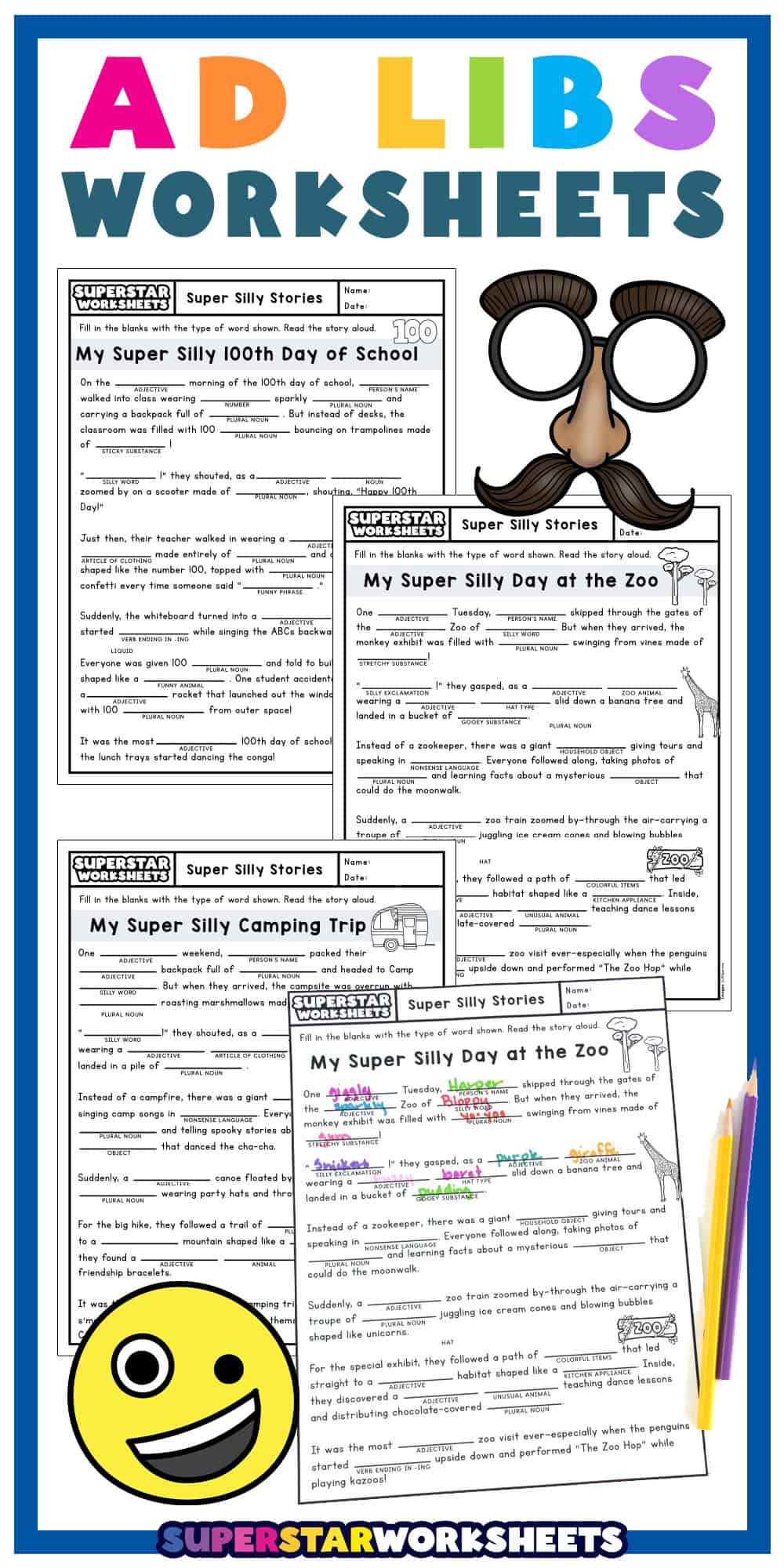 Ad Libs Worksheets - Superstar Worksheets