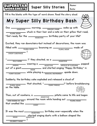 Ad Libs Worksheets - Superstar Worksheets