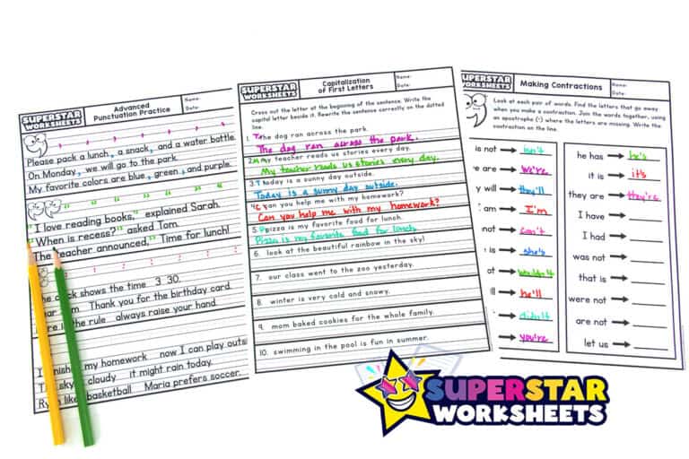 Punctuation Worksheets - Superstar Worksheets