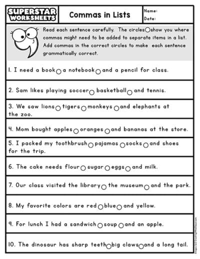 Punctuation Worksheets - Superstar Worksheets
