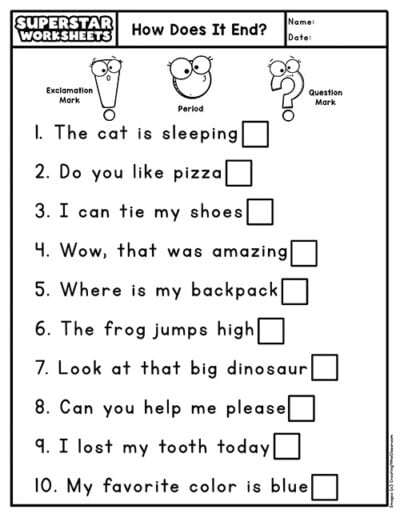Punctuation Worksheets (Free Printables) - Superstar Worksheets