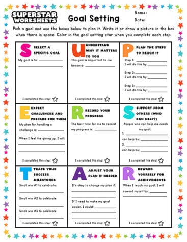 Goal Setting Worksheets - Superstar Worksheets
