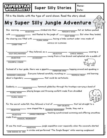 Ad Libs Worksheets - Superstar Worksheets