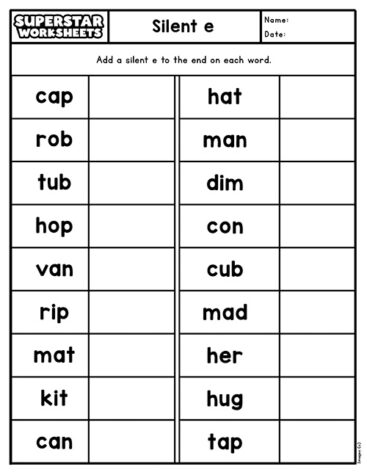 Magic e Words - Superstar Worksheets
