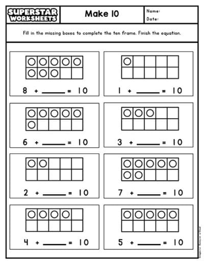 Make 10 Worksheets - Superstar Worksheets