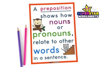 Prepositions Worksheets - Superstar Worksheets