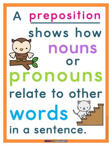 Prepositions Worksheets - Superstar Worksheets