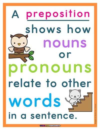 Prepositions Worksheets - Superstar Worksheets