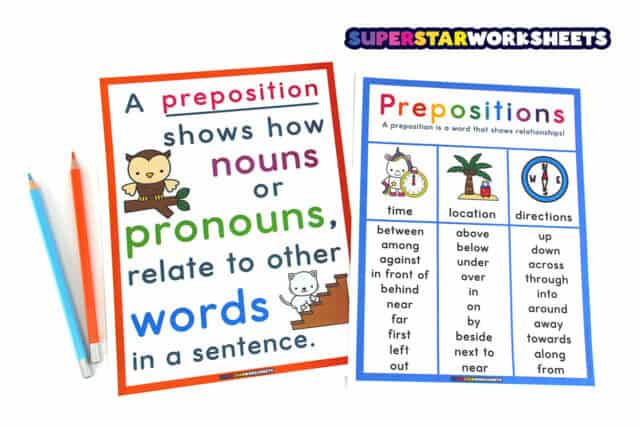Prepositions Worksheets - Superstar Worksheets