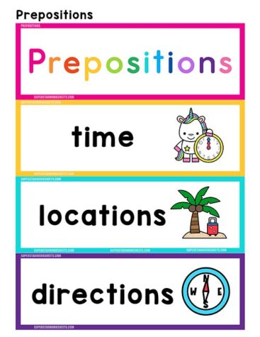 Prepositions Worksheets - Superstar Worksheets