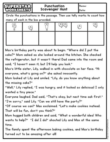 Punctuation Worksheets - Superstar Worksheets