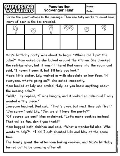 Punctuation Worksheets - Superstar Worksheets