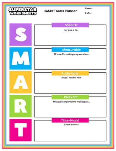 Goal Setting Worksheets - Superstar Worksheets