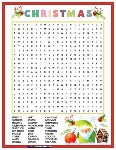 Christmas Word Search - Superstar Worksheets